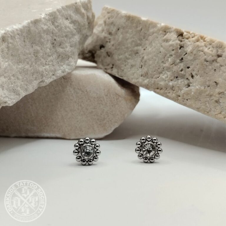 Single Stone Flower Stud – DarkSide Tattoo Society